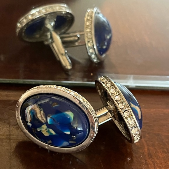 Accessories | Blue Marble Cuff Link Set | Poshmark